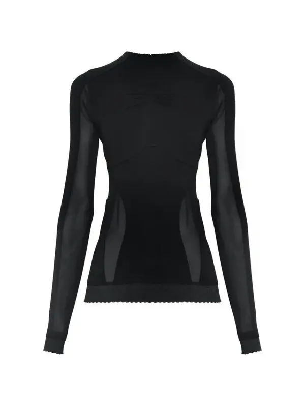 Attico Sheer-panelled Long-sleeve Top - Black