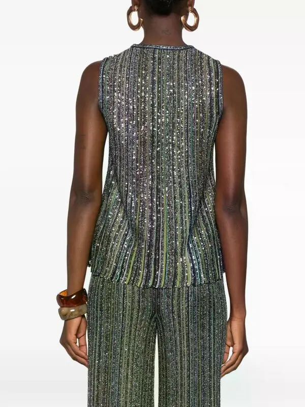 Missoni Sleeveless Striped Tank Top - Green
