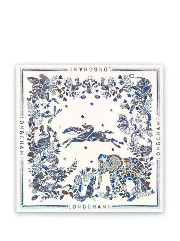 Longchamp Animal-print Silk Scarf - Blue