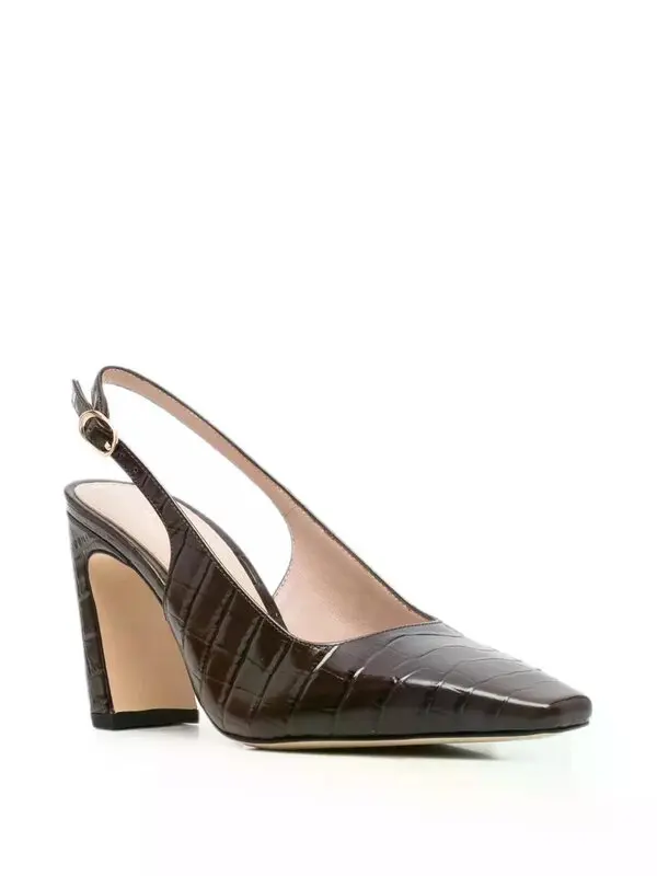 STUART WEITZMAN Croc-effect Slingback Pumps