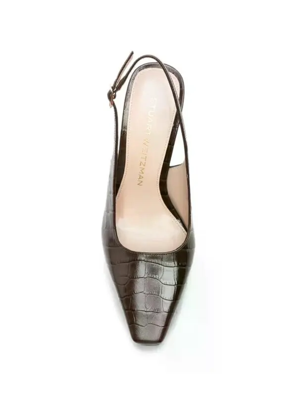 STUART WEITZMAN Croc-effect Slingback Pumps