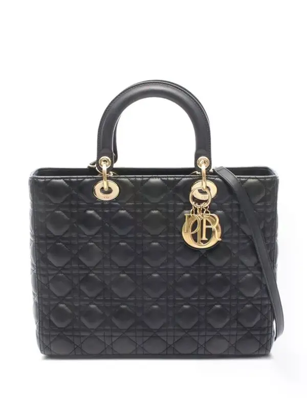 Dior Lady Cannage Tote Bag - Black