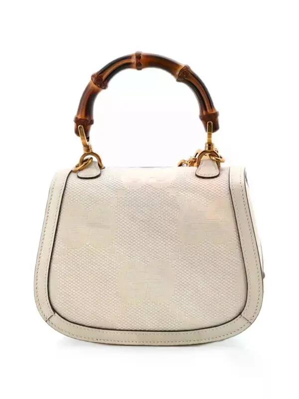 Gucci Bamboo 1947 Top Handle Bag Jumbo Gg Canvas Mini Crossbody Bag - Neutrals
