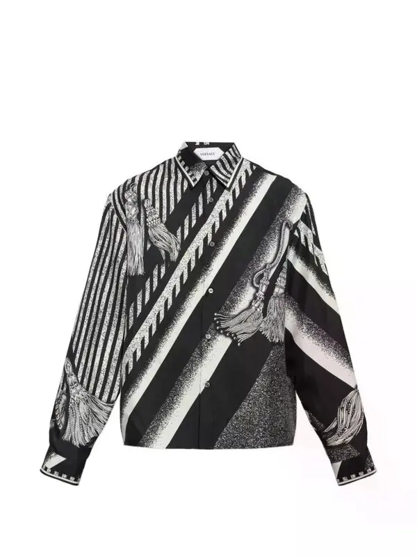 Versace Tassel-print Silk Shirt - Black