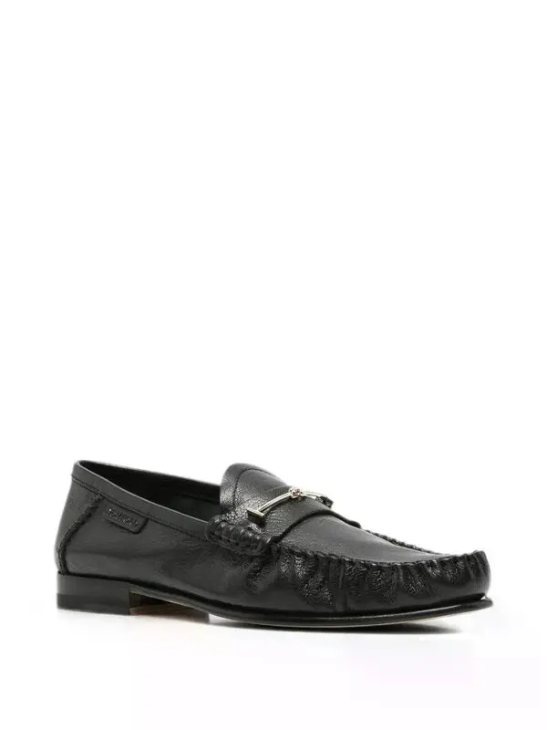 TOM FORD T-bar Pebbled Leather Loafers