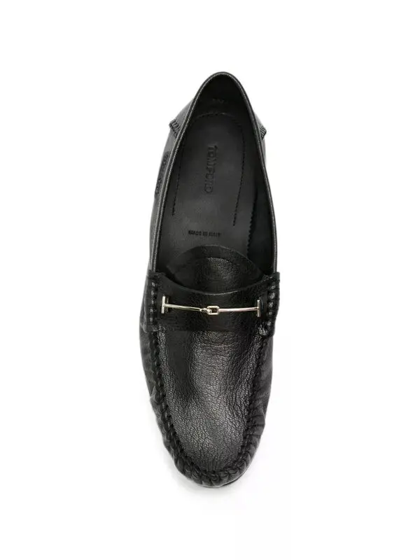 TOM FORD T-bar Pebbled Leather Loafers