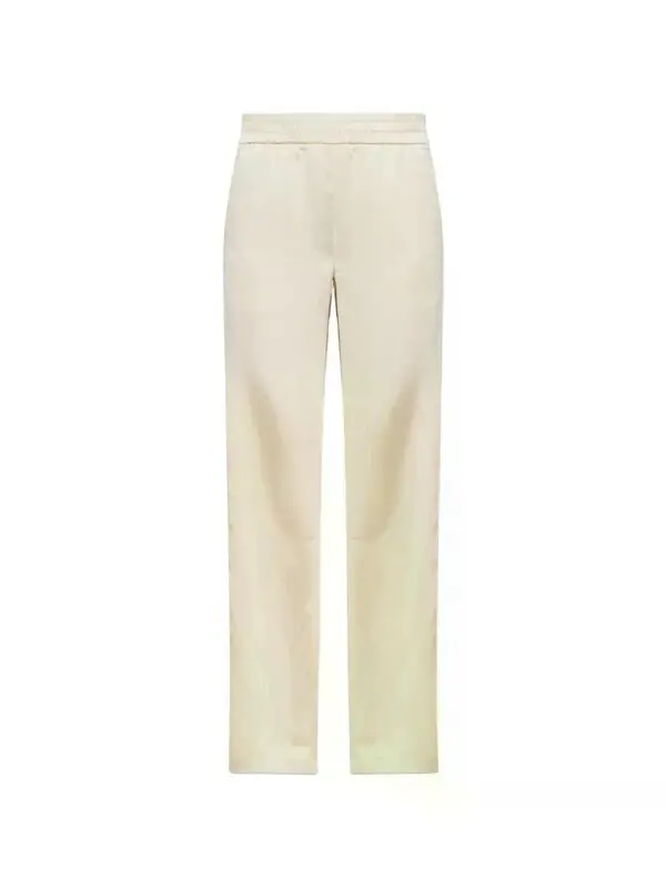 Off-White Straight-leg Satin Trousers With Lace Detail - Neutrals