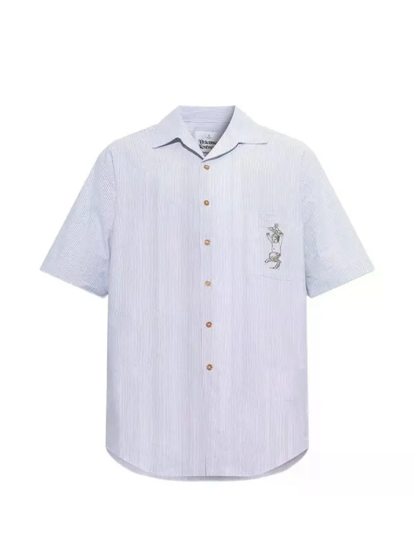 VIVIENNE WESTWOOD Bowling Striped Embroidered-logo Shirt - White