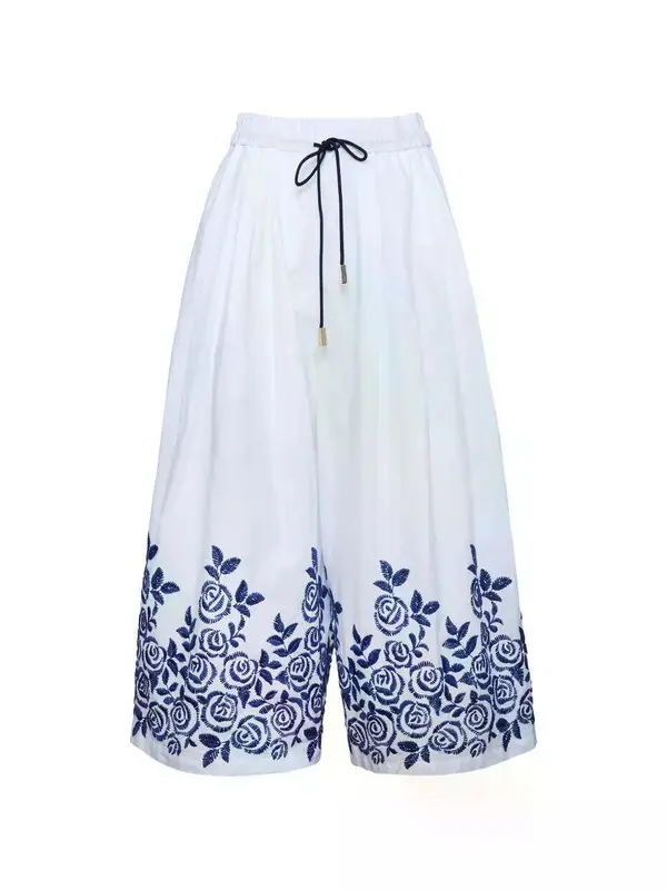 Hunter Bell Whisper Floral-embroidered Trousers - White