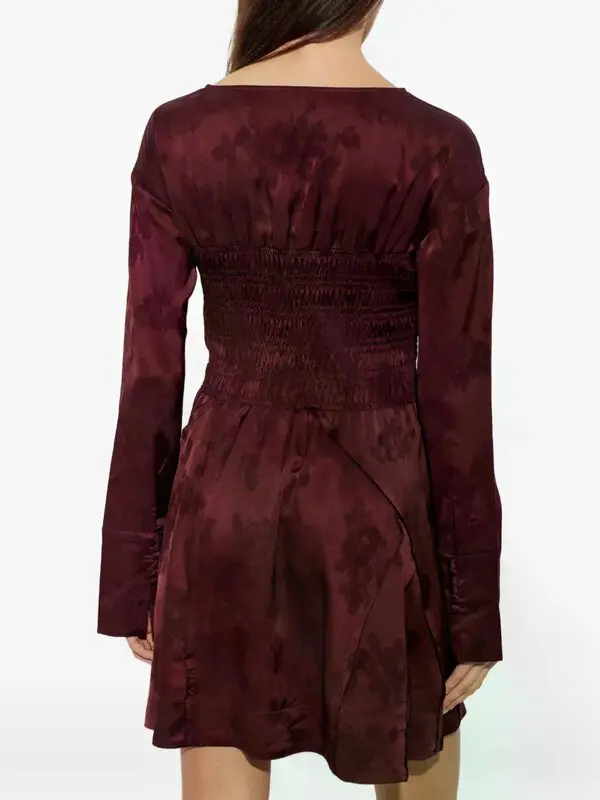GANNI Shirred Floral-pattern Mini Dress