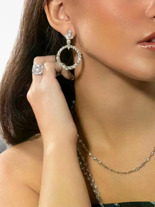 FANTASIA BY DESERIO White Gold Vermeil Cubic Zirconia Drop Earrings