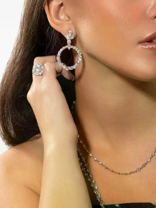FANTASIA BY DESERIO White Gold Vermeil Cubic Zirconia Drop Earrings
