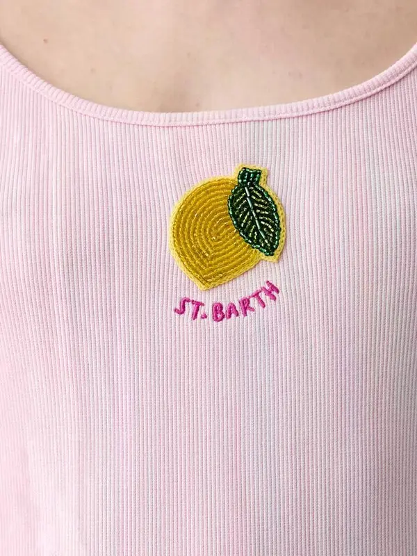MC2 SAINT BARTH Zaira Bead-embellished Ribbed Top - Pink