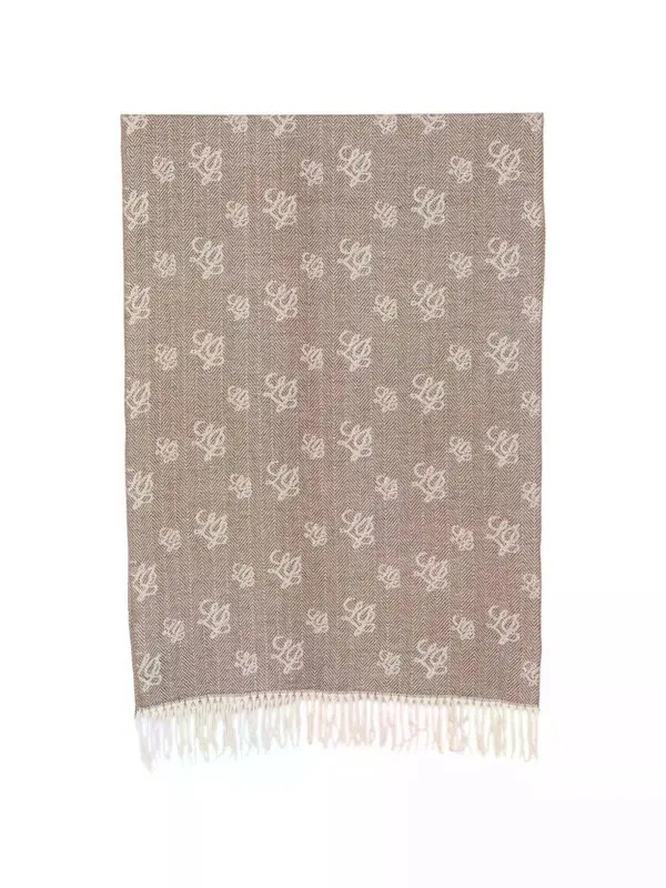 Liu Jo Herringbone Monogram Scarf - Brown