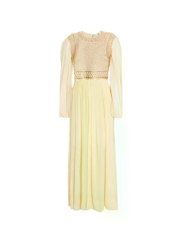 Zimmermann Crochet-paneled Georgette Maxi Sdress - Neutrals