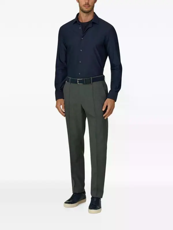 Boggi Milano Shirt In Stretch Nylon B Tech Slim Fit - Blue