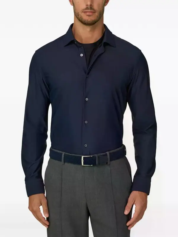 Boggi Milano Shirt In Stretch Nylon B Tech Slim Fit - Blue