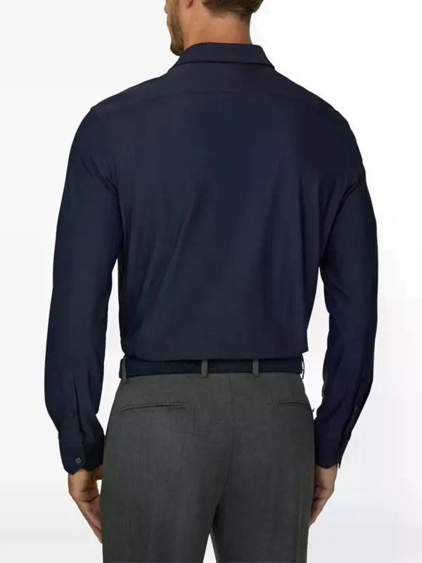 Boggi Milano Shirt In Stretch Nylon B Tech Slim Fit - Blue
