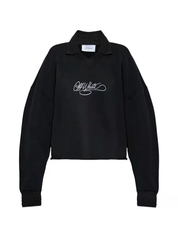 Off-White Logo-embroidered V-neck Sweatshirt - Black
