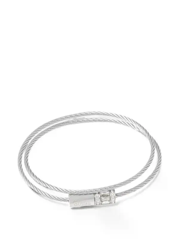 Guess Crystal-embellished Twisted-wire Bracelet - Silver