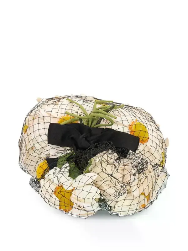 CESARE CANESSA Floral Embellished Hat - White