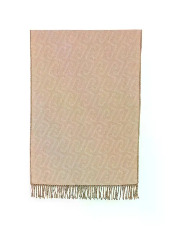 Liu Jo Monogram-pattern Fringed Scarf - Neutrals