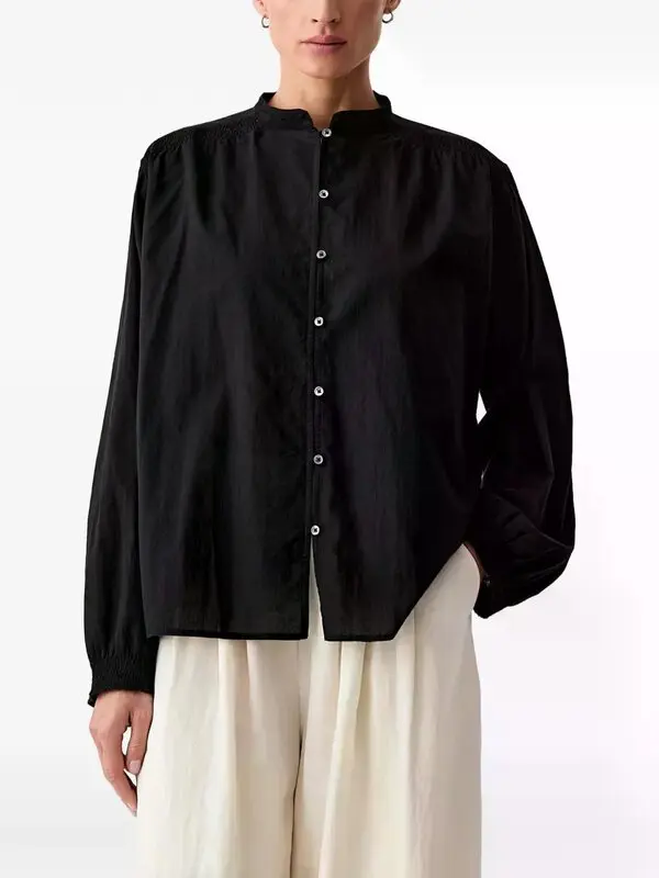 Marc O'polo Smocked-detail Button-up Blouse - Black