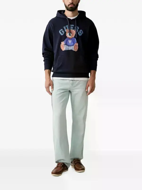 Guess Logo And Teddy Bear Graphic Hoodie