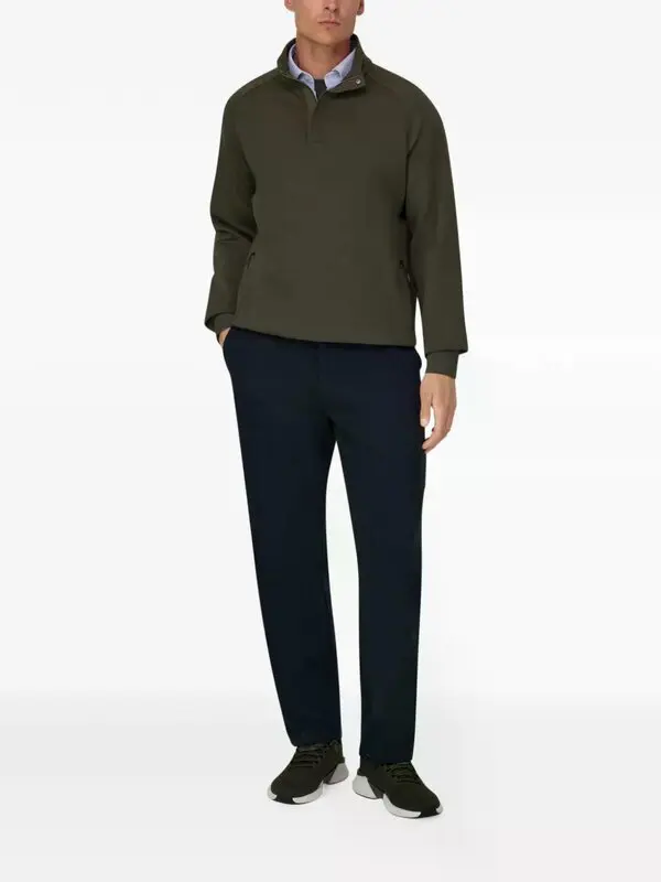Boggi Milano Quarter-zip Sweatshirt In Cotton Blend Scuba B Tech - Green