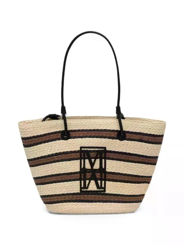 Marc O'polo Large Striped Logo-patch Tote Bag - Neutrals