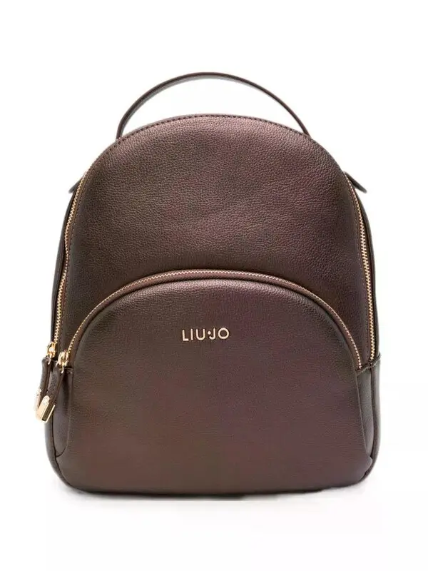 Liu Jo Logo-plaque Pebbled-effect Backpack - Brown