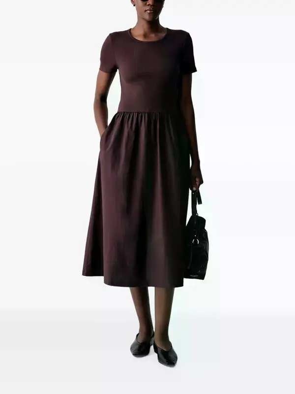Marc O'polo Gathered-skirt Midi Dress - Brown