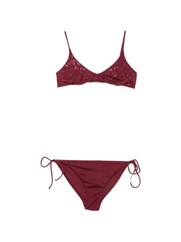 MC2 SAINT BARTH Virgo Sequin-embellished Side-tie Bikini - Red