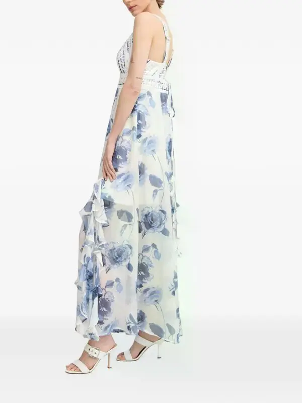 Guess Floral Print Ruffled Maxi Dress