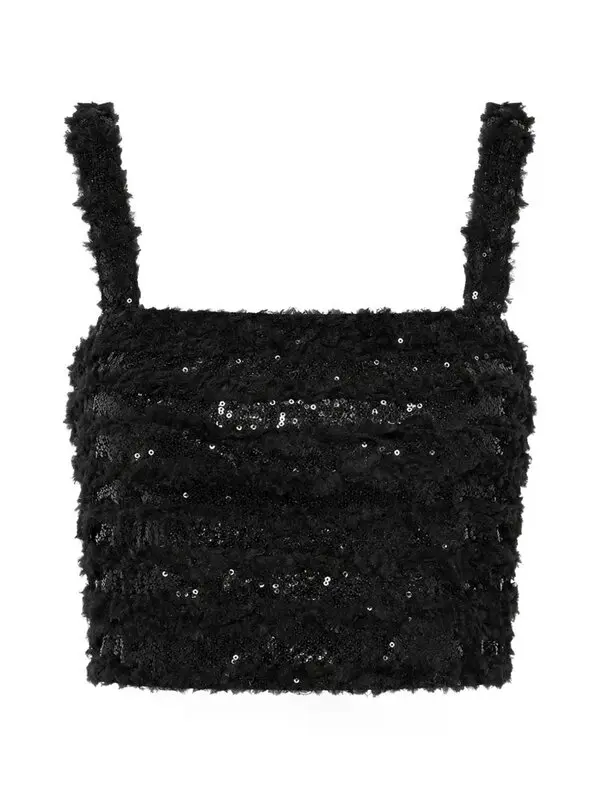Elie Saab Sequin-embellished Cropped Top - Black