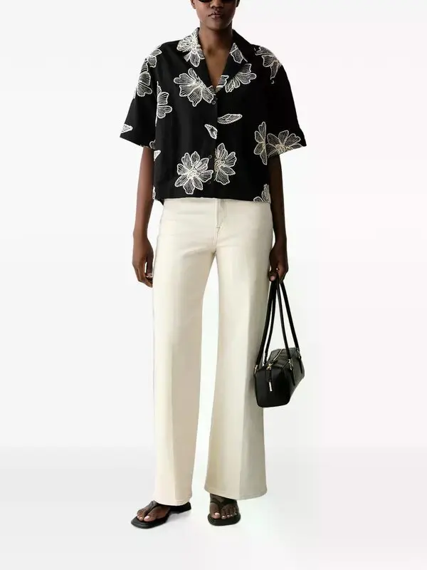 Sisley Floral Embroidered Short-sleeve Shirt