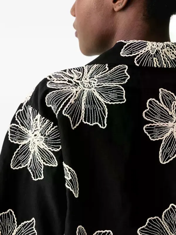 Sisley Floral Embroidered Short-sleeve Shirt