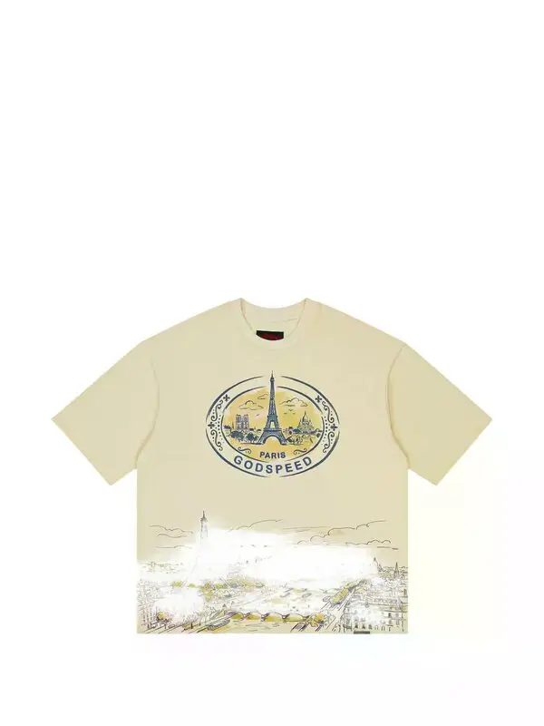 GODSPEED Paris Skyline Graphic-print T-shirt - Neutrals