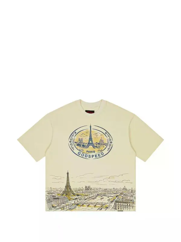 GODSPEED Paris Skyline Graphic-print T-shirt - Neutrals