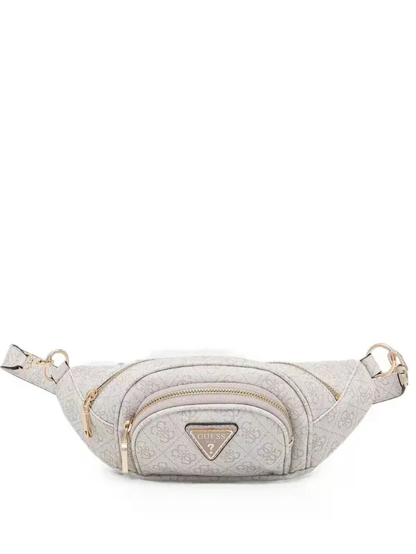 Guess Latona Monogram-print Logo-plaque Belt Bag - Neutrals