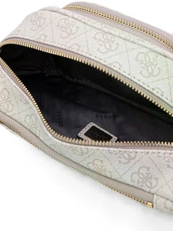 Guess Latona Monogram Print Logo Plaque Belt Bag