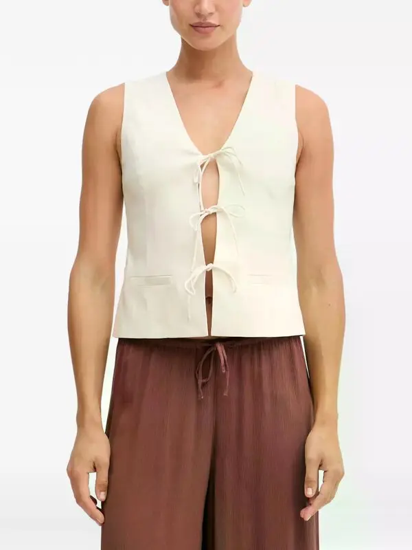 Sisley Tie-fastening V-neck Sleeveless Top - Neutrals
