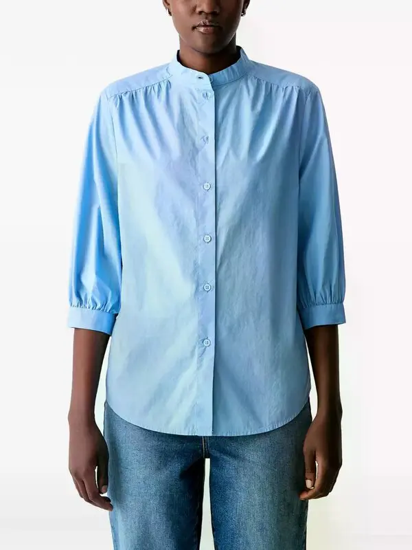 Marc O'polo Gathered-detail Button-up Blouse - Blue