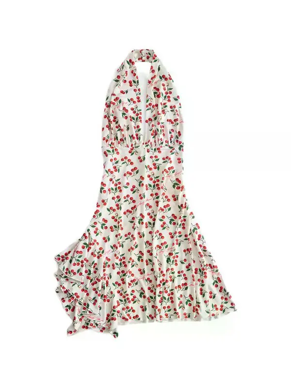 Guess Cherry Print Handkerchief Hem Mini Dress