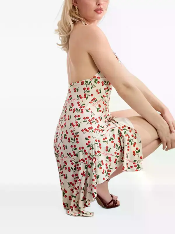 Guess Cherry Print Handkerchief Hem Mini Dress