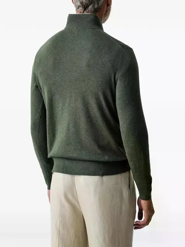 HACKETT LONDON Quarter-zip Embroidered-logo Sweater - Green