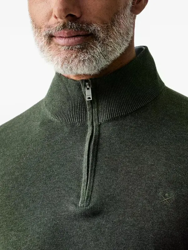 HACKETT LONDON Quarter-zip Embroidered Logo Sweater