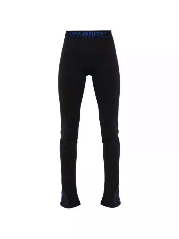 Off-White Logo-waistband Flared-leg Trousers - Black