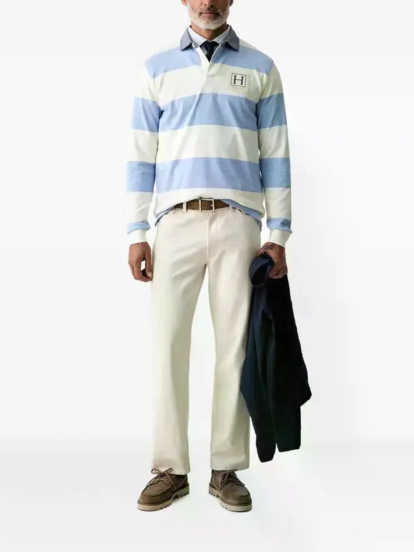 HACKETT LONDON Striped Long-sleeve Polo Shirt