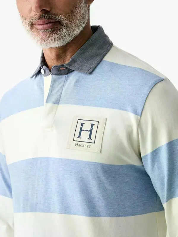 HACKETT LONDON Striped Long-sleeve Polo Shirt